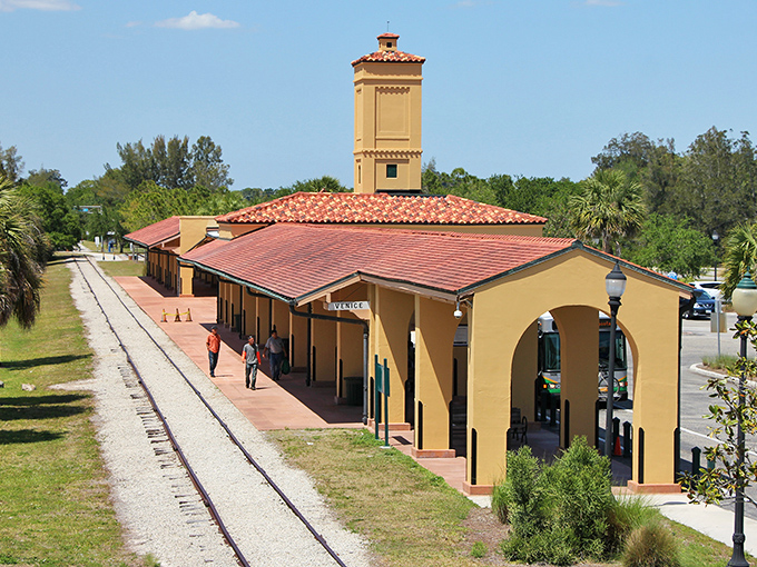 This historic train station whispers stories of Venice's railroad past, when locomotives brought the first treasure hunters to town.