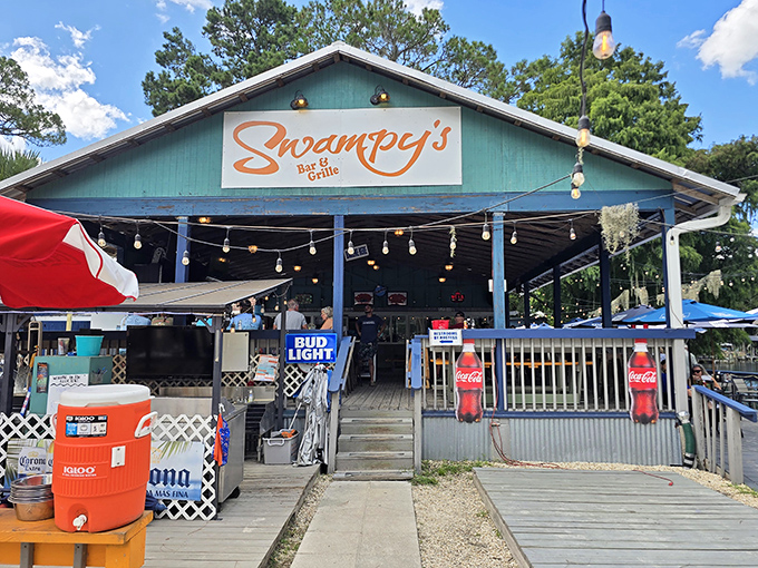 Swampy's Bar & Grille offers riverside dining where the view competes with the seafood for your attention.