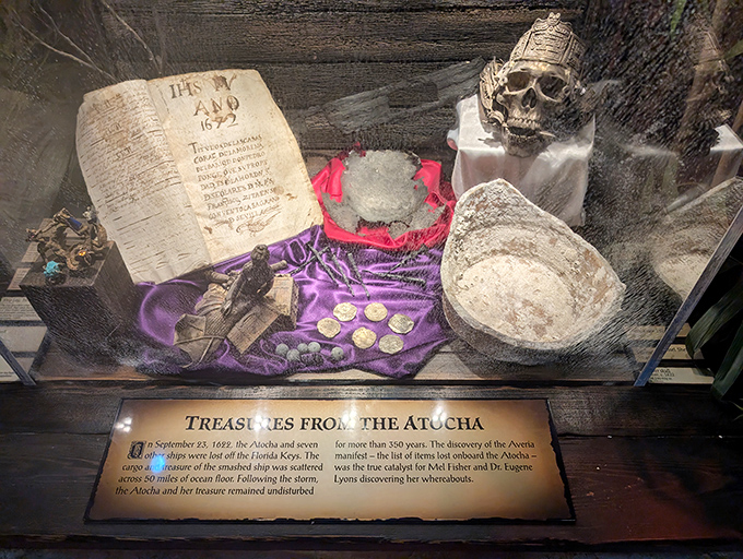 Treasures from the Atocha shipwreck tell silent stories of Spain's golden age, each coin a witness to maritime disaster.