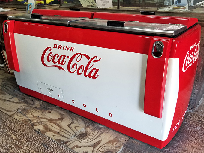 The vintage Coca-Cola cooler isn't for show&mdash;it's still cooling drinks the old-fashioned way, making modern refrigeration seem unnecessarily complicated.