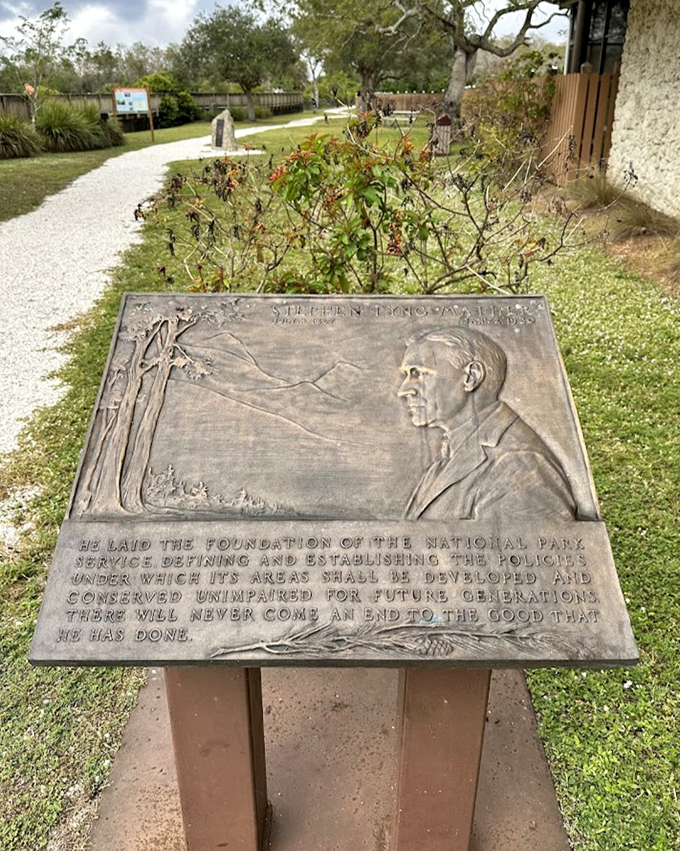 A bronze tribute to Stephen Mather, whose conservation vision helped preserve these wild spaces for generations to come.