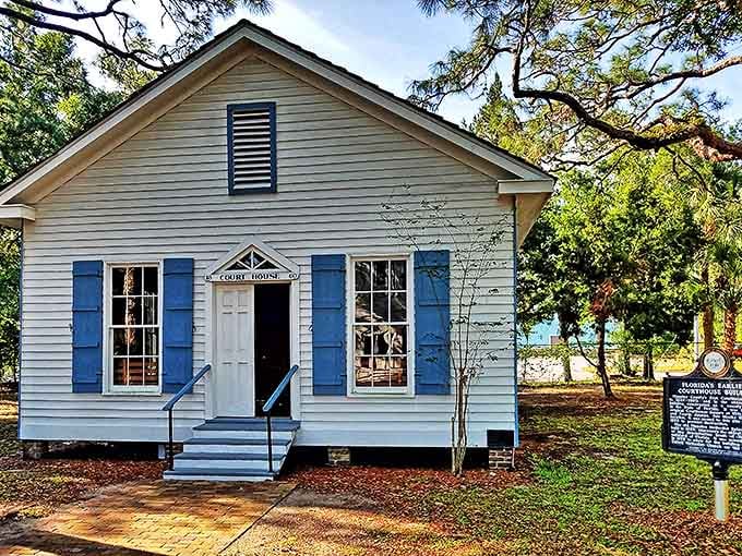 Justice was served in this charming courthouse, where wooden benches have witnessed countless dramas of early Florida life.