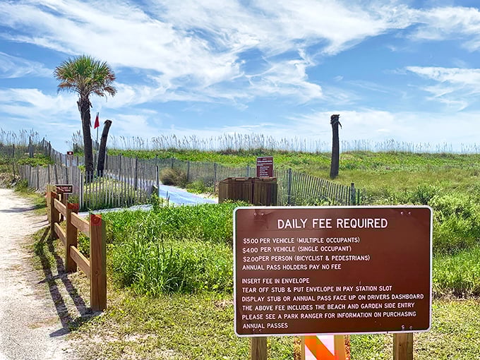 The price of paradise posted clearly &ndash; because even Mother Nature has to pay the bills. Worth every penny for this slice of Florida heaven.