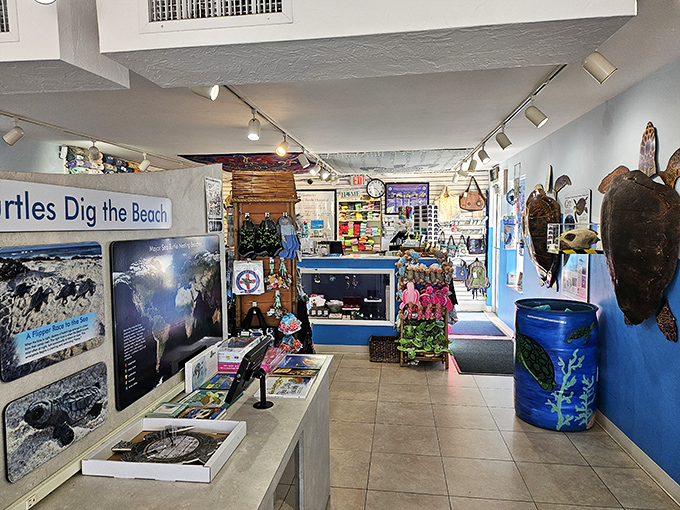 The gift shop offers more than souvenirs; it's an educational hub where visitors can "adopt" patients and learn about marine conservation efforts.