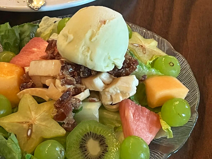 This colorful creation showcases the star ingredient &ndash; tender hearts of palm nestled among fresh fruits and crisp greens.