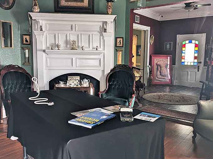 Interior elegance: Rich wood paneling and period furnishings transport visitors to a bygone era where every creak tells a story.