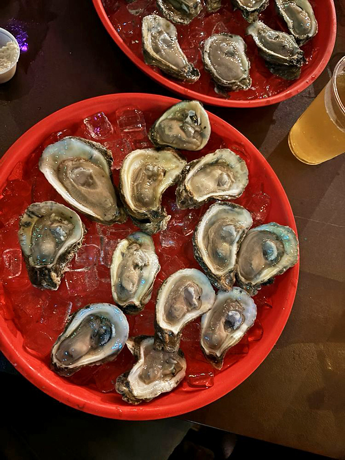 Glistening treasures on ice &ndash; these fresh-shucked beauties taste like the ocean itself, just waiting for a squeeze of lemon.