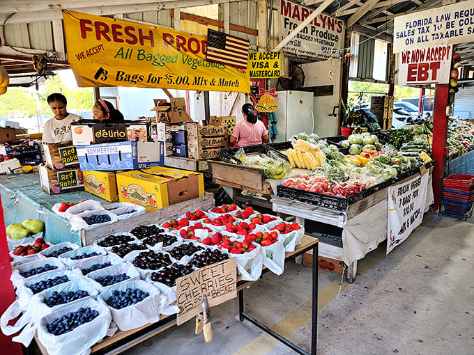 Nature's bounty displayed with farmer's pride. These aren't just fruits and vegetables – they're edible masterpieces with flavor that puts supermarket produce to shame.