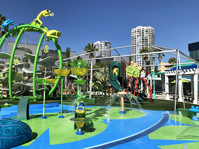 Splash pad paradise where kids become marine biologists in training &ndash; conducting important research on just how wet one human can possibly get.