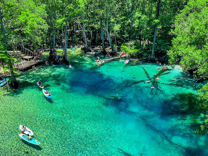 Visitors float in nature's own swimming pool, where the water is so clear it looks Photoshopped &ndash; except no filter could improve this natural masterpiece.