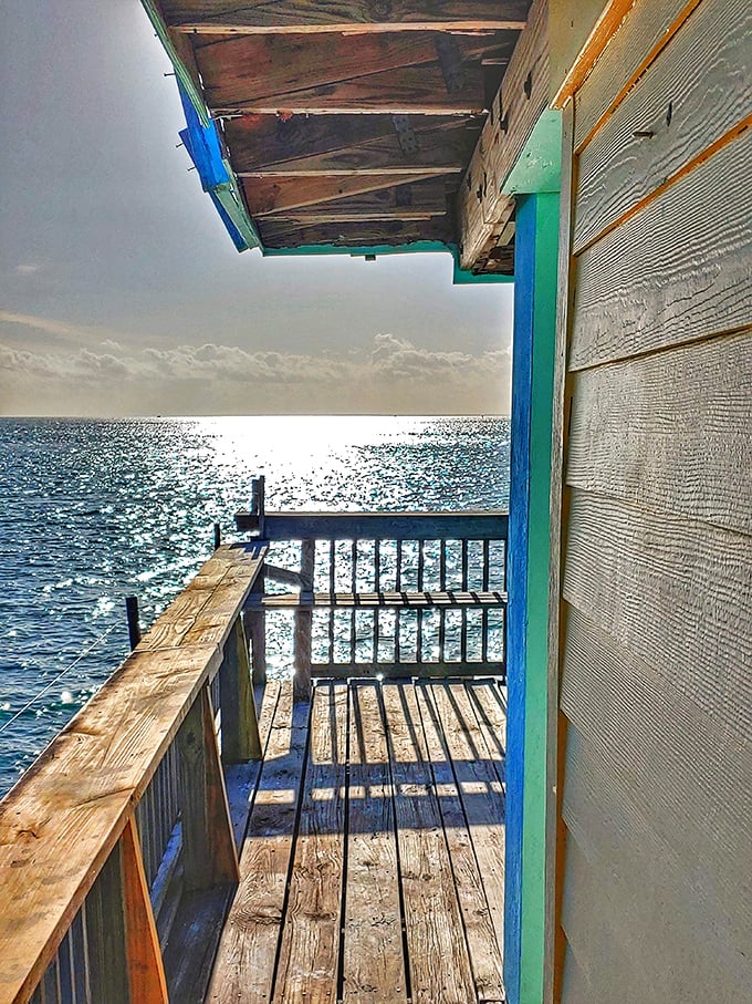 The weathered deck offers front-row seats to nature's daily performance &ndash; no tickets required, just a boat and a sense of adventure.