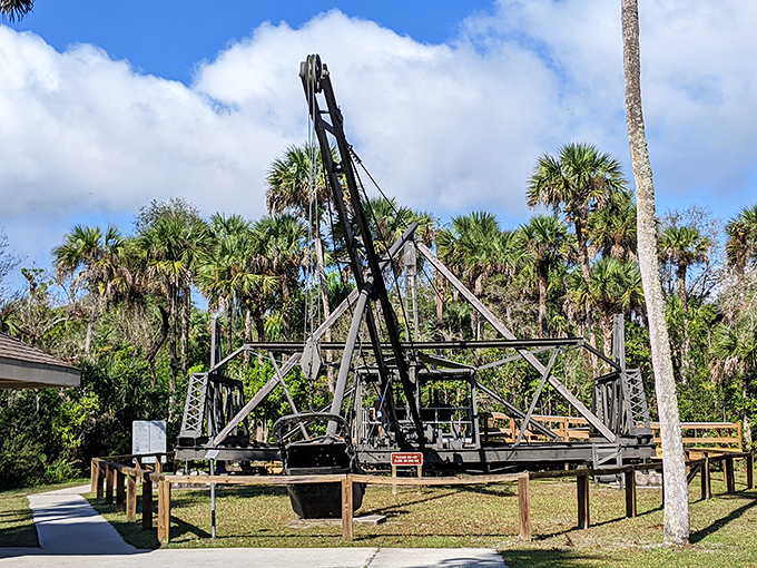 Collier-Seminole's historic crane stands as a monument to Florida's engineering past, surrounded by the wilderness it once helped tame.