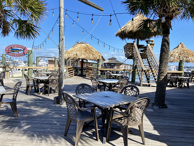 The Conch House's wooden walkways and waterside dining pods create a Caribbean village vibe in historic St. Augustine.