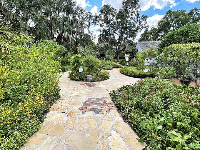 Stone pathways wind through greenery like nature's own treasure map waiting to be followed.