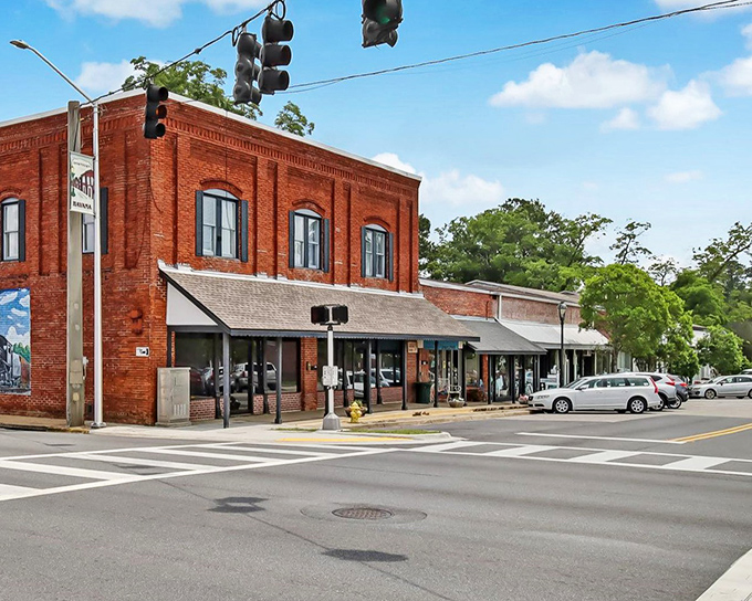 Colorful storefronts and brick sidewalks create Havana's inviting main street, where families can easily stroll from shop to shop.