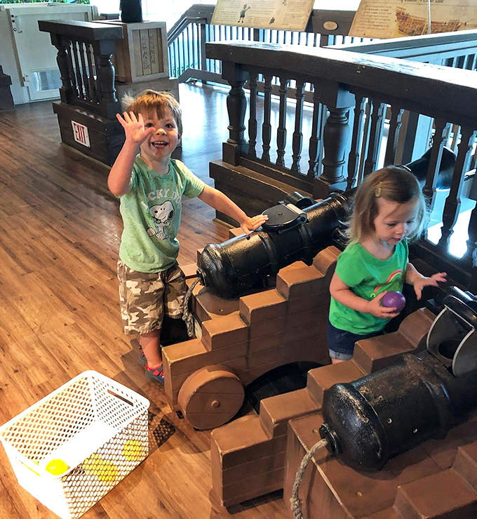 Future artillery experts take aim at history lessons while having a blast with this hands-on cannon exhibit.