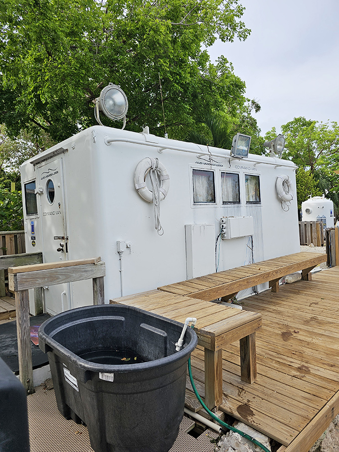 The surface command center monitors all systems for the underwater habitat, ensuring guest safety while they enjoy their subaquatic adventure.
