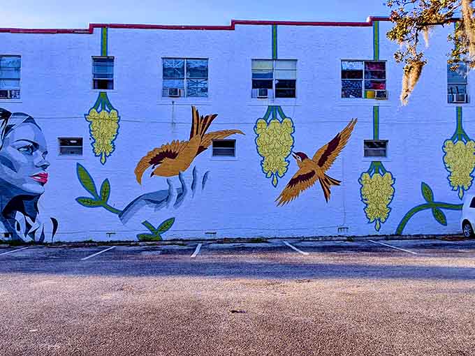 This mural featuring grapes and a hummingbird proves that walls are just canvases waiting for someone with vision and spray paint.