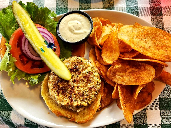 Florida's most famous reptile transforms into a surprisingly delicious patty &ndash; a true taste of local wildlife, minus the teeth.