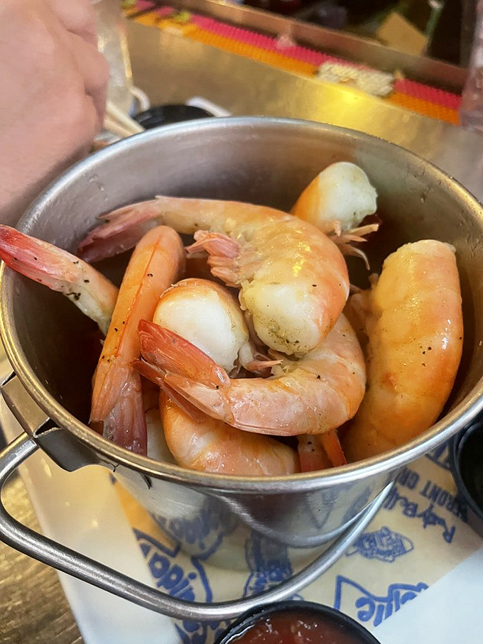 Gulf shrimp so fresh they practically snap when you bite them &ndash; served simply in a metal bucket like treasure.