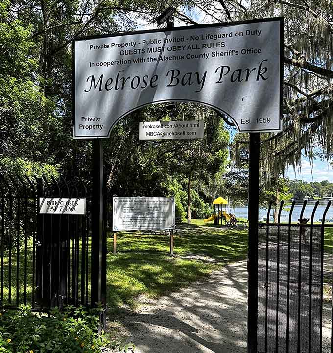 Step through this gate and leave your stress behind, because what happens at Melrose Bay Park is pure, unfiltered Florida bliss.