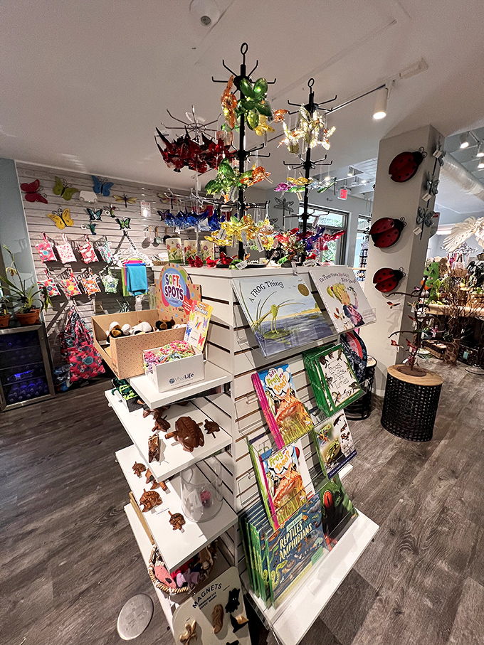 The garden's gift shop bursts with colorful treasures &ndash; from glass butterflies to children's books that bring nature's wonders home.