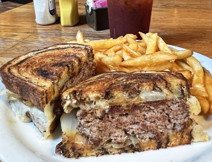 The legendary patty melt arrives with perfectly grilled rye, caramelized onions, and melted cheese that might make you swear allegiance to this sandwich forever.
