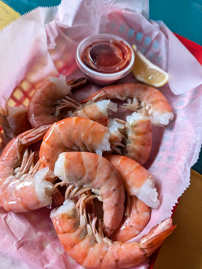 Fresh from local waters, these peel-and-eat shrimp are what seafood should be – simple, succulent, and served without unnecessary fuss.