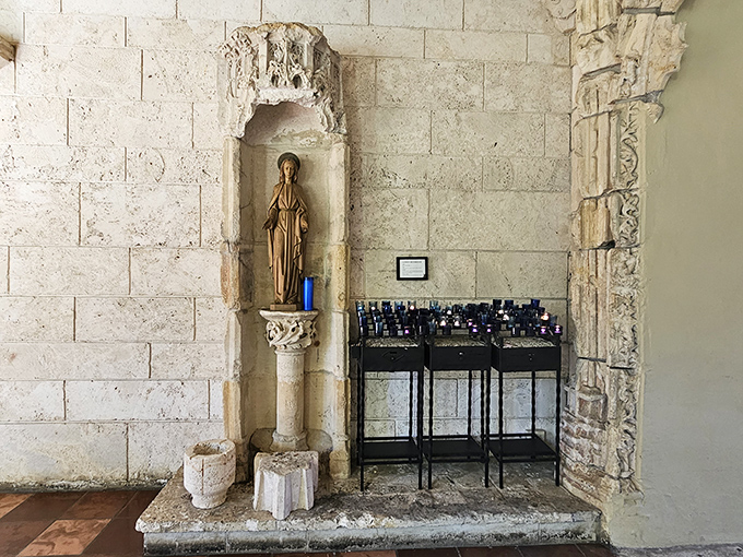 A quiet corner for contemplation where faith meets artistry in stone &ndash; some spiritual real estate that's aged beautifully.