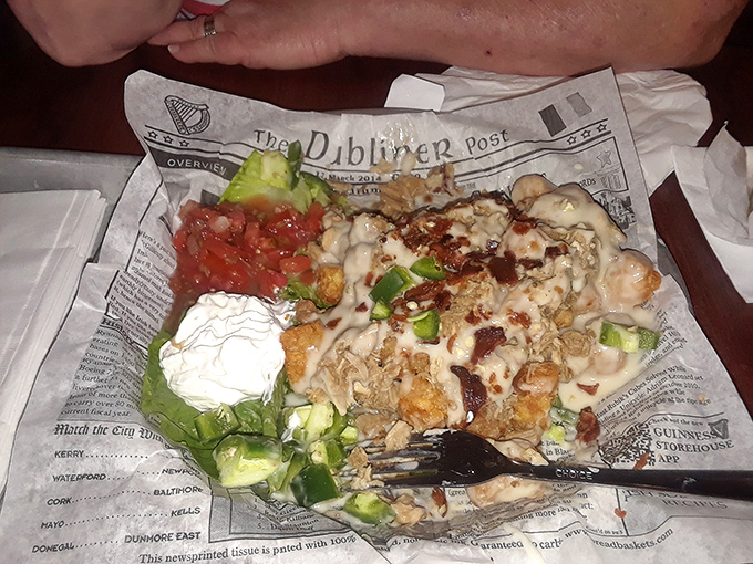 Bar food served on newspaper &ndash; because plates are just one more thing to wash when you could be enjoying another round.