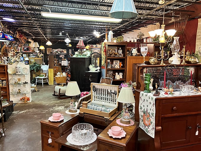 Every corner reveals a new decade – furniture arranged like a timeline of American domestic life, each piece with stories etched into its wood.