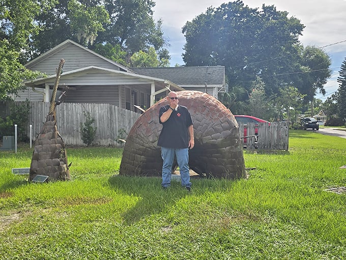 The dragon's massive scale becomes apparent when visitors stand beside it &ndash; this isn't your average lawn ornament, folks.