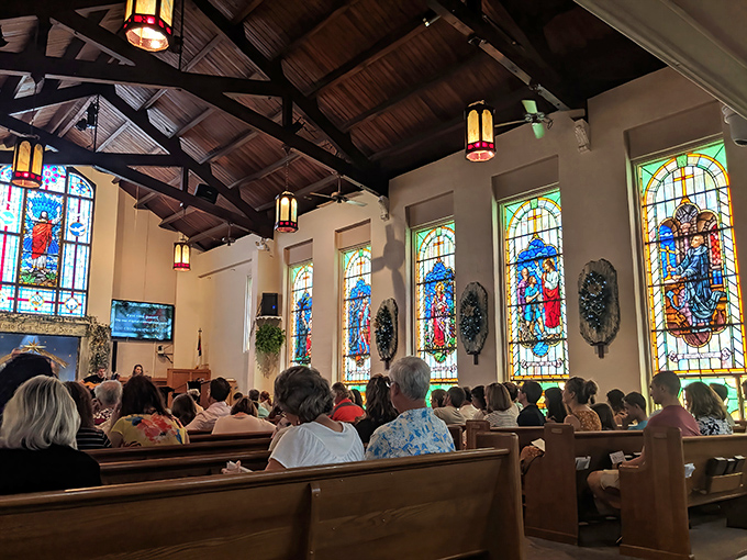 Gathering in faith and fellowship, the congregation fills the sanctuary with energy and warmth during Sunday services.
