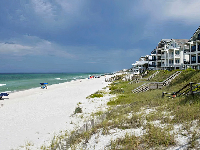 The sugar-white beaches stretch for miles, offering front-row seats to nature's daily masterpiece &ndash; that impossible emerald-green Gulf water.