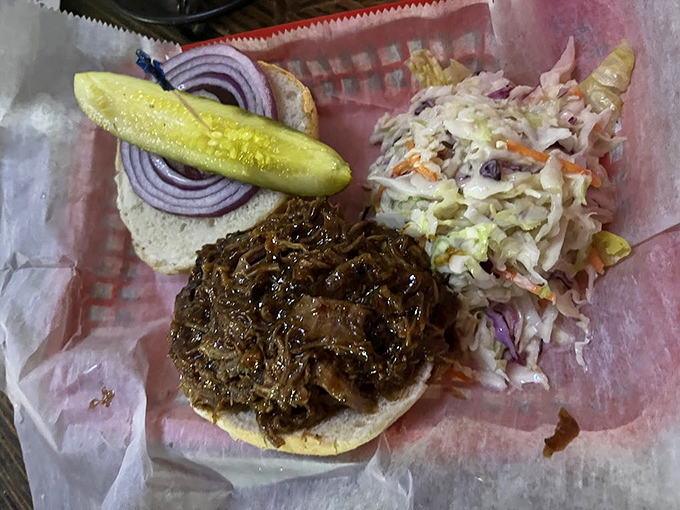 Barbecue meets beachside in this brisket beauty. The meat practically melts while the crisp slaw provides the perfect cooling counterpoint.