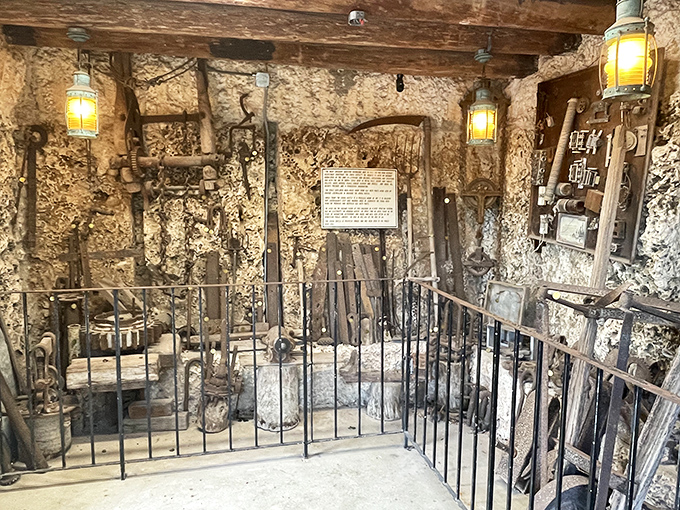 Ed's workshop remains frozen in time, displaying simple tools that experts insist couldn't possibly have moved such massive stones.