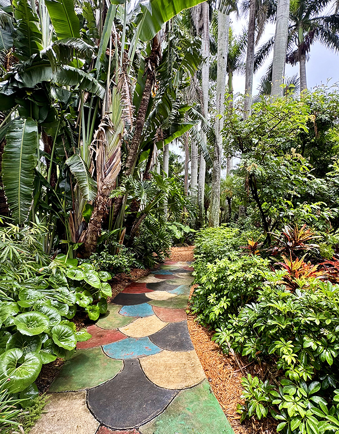 Follow the rainbow-hued stepping stones through a jungle fantasy that makes your home garden look like amateur hour.
