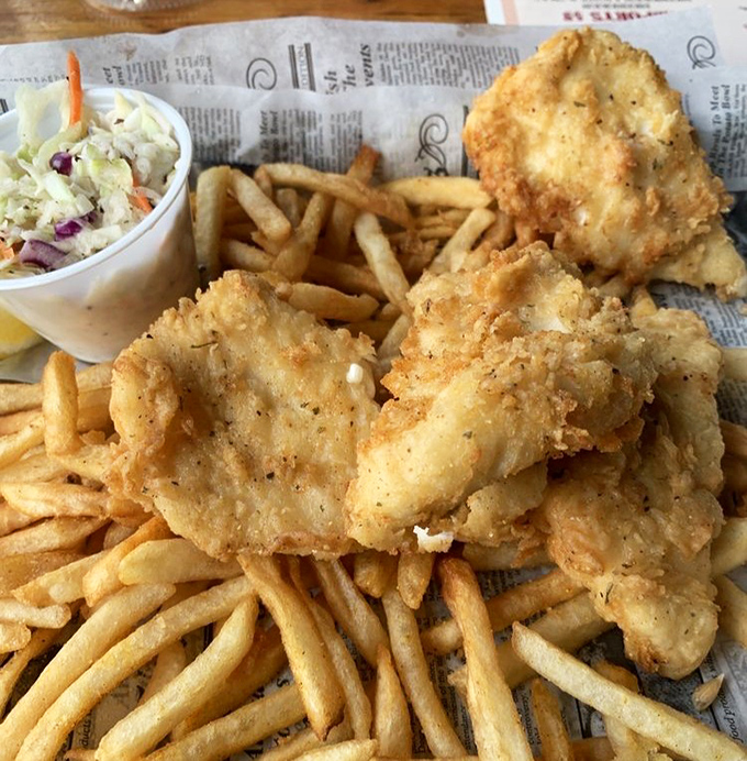 Golden-fried hogfish that puts ordinary fish and chips to shame, with a crunch that could be heard across the Keys.