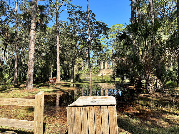 Nature slowly reclaims what man once built &ndash; vines and moss embracing the crumbling coquina walls with patient persistence.