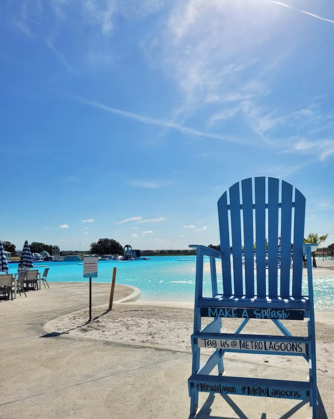That oversized blue chair isn't compensating for anything&mdash;it's just making your Instagram followers properly jealous.