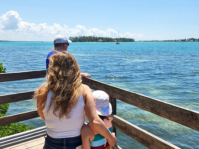 Visitors pause to soak in the coastal views, proving that sometimes the best family memories don't require admission tickets or souvenir shops.
