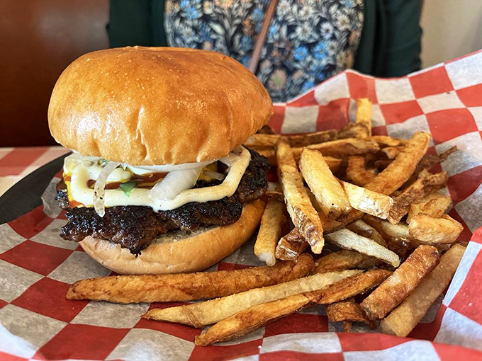 The Bison Burger arrives like a beautiful meat monument &ndash; a testament to what happens when quality ingredients meet people who actually care.