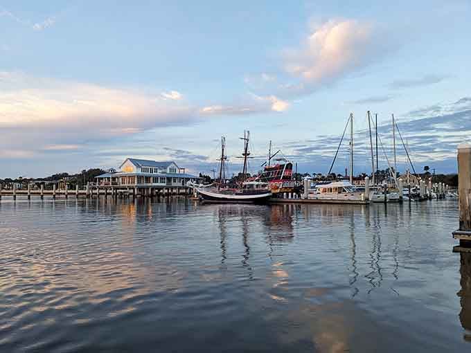 The ship's stern showcases the craftsmanship that went into creating this floating piece of history, complete with authentic-looking details that impress even skeptics.