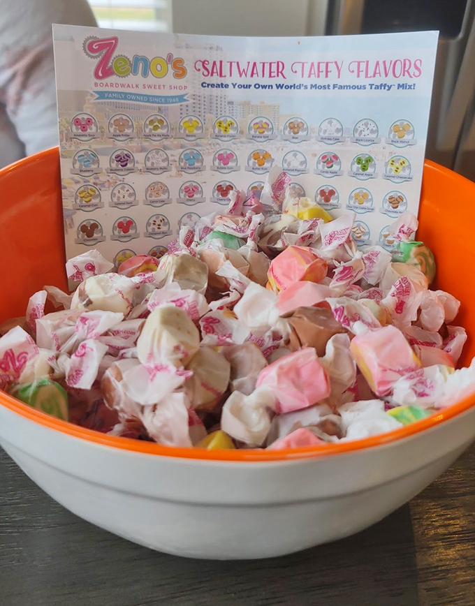 A bowl overflowing with taffy represents every good decision you'll make today, plus a few questionable ones you won't regret.