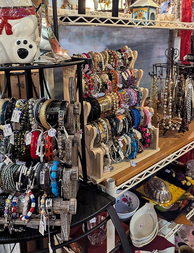 Jewelry that once adorned wrists at sock hops and speakeasies now waits for new adventures – each bracelet a wearable time capsule.