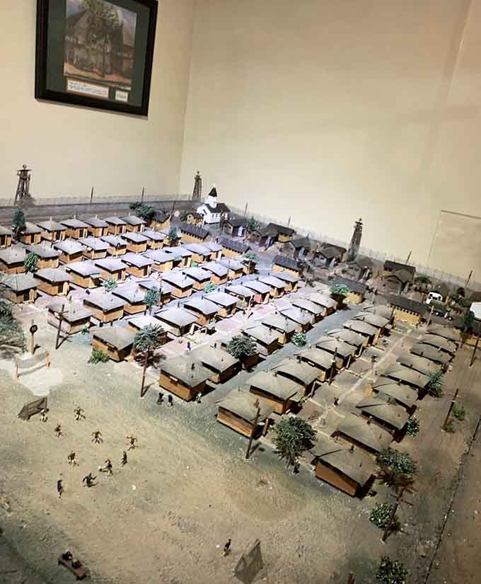 This intricate diorama recreates Camp Blanding's World War II layout, when thousands trained here for overseas deployment.