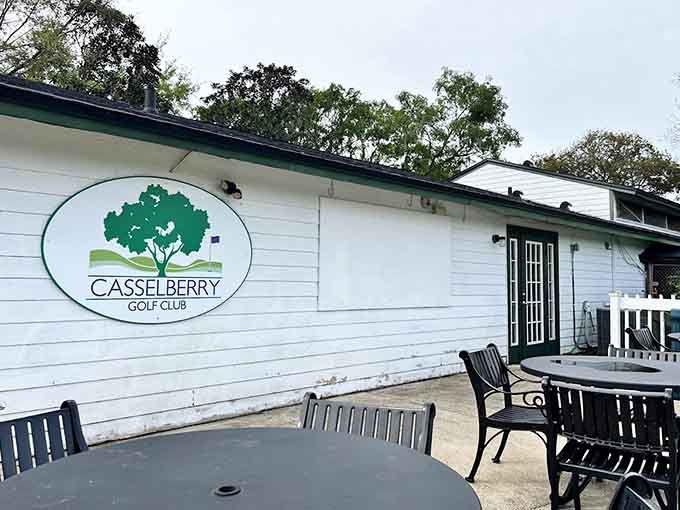 The clubhouse stands ready to welcome golfers with that perfect blend of casual comfort and everything you need for a great day.