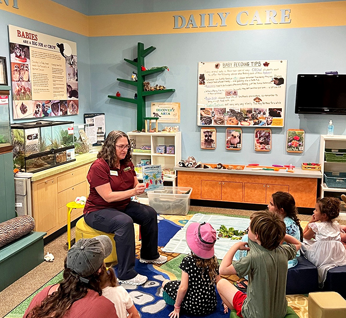 Story time at CROW involves actual wild animals instead of just pictures in books – talk about bringing education to life!