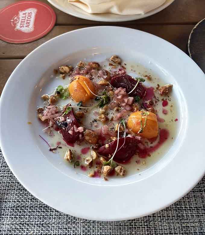 Roasted beets transform into edible art, proving that vegetables can be both beautiful and crave-worthy at once.