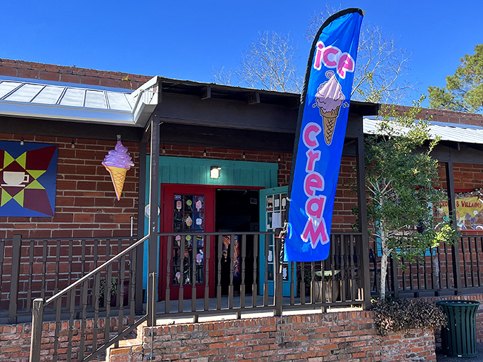 That ice cream flag isn't just advertising &ndash; it's practically a public service announcement for the sweet relief waiting inside this brick storefront.